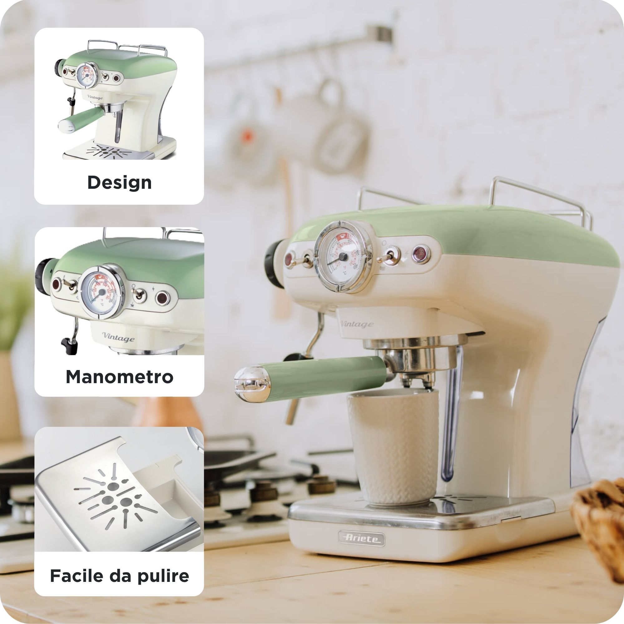 Ariete Vintage espresso machine green 1389 | Ariete