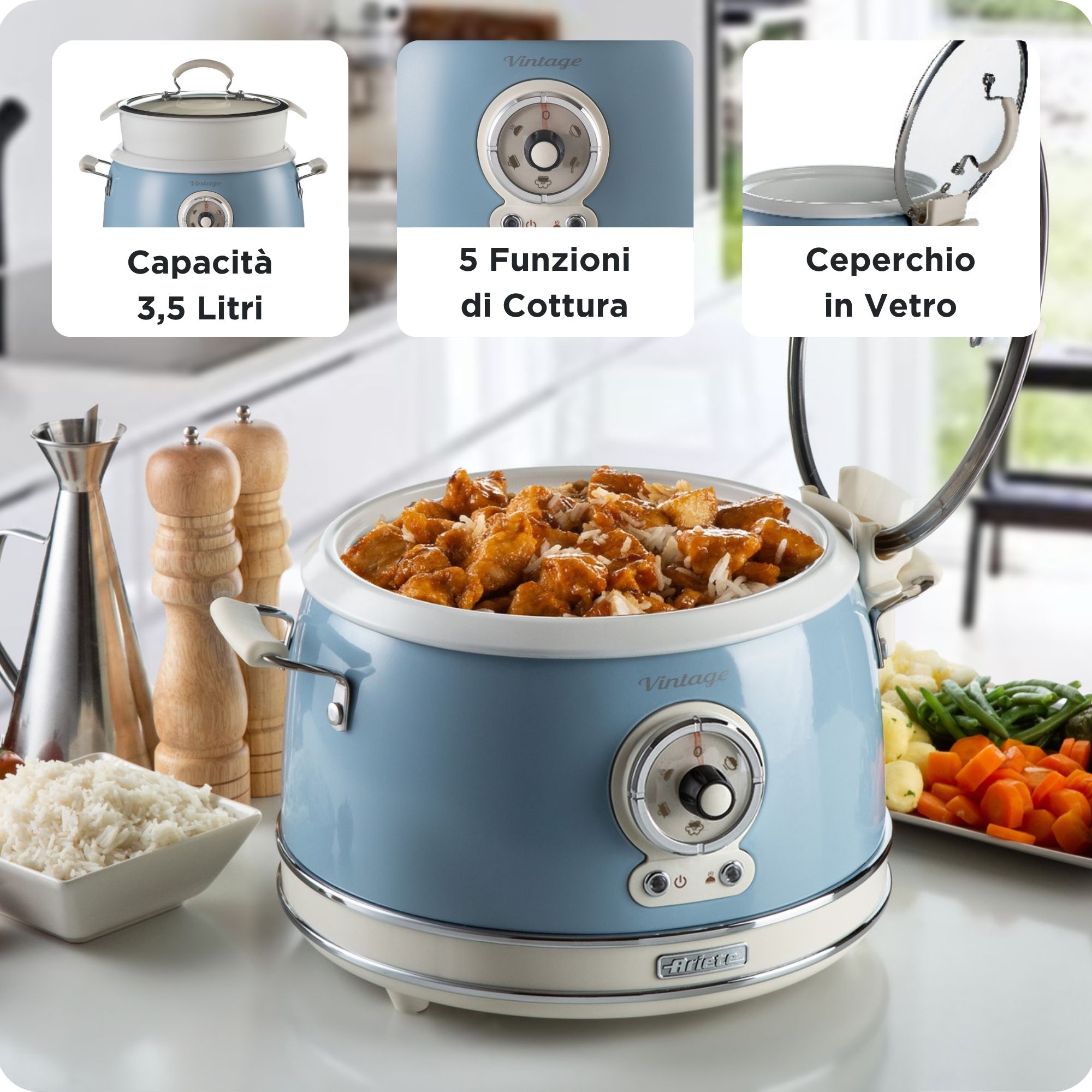 Electric Blue Rice Cooker | Rice Cooker & Slow Cooker | Ariete