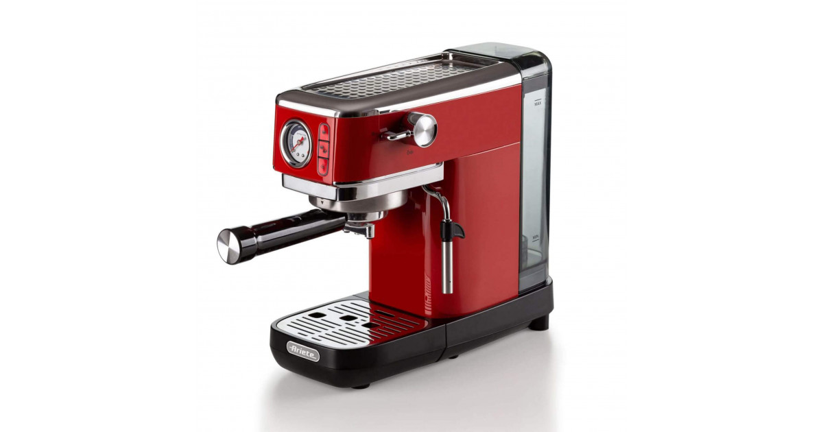 Metal Coffee Machine with Pressure Gauge Red | Espresso 1381 | Ariete