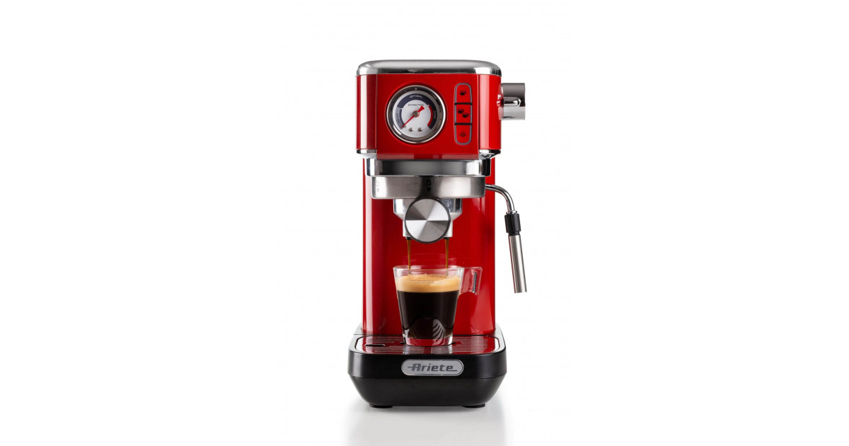 Metal Coffee Machine with Pressure Gauge Red | Espresso 1381 | Ariete