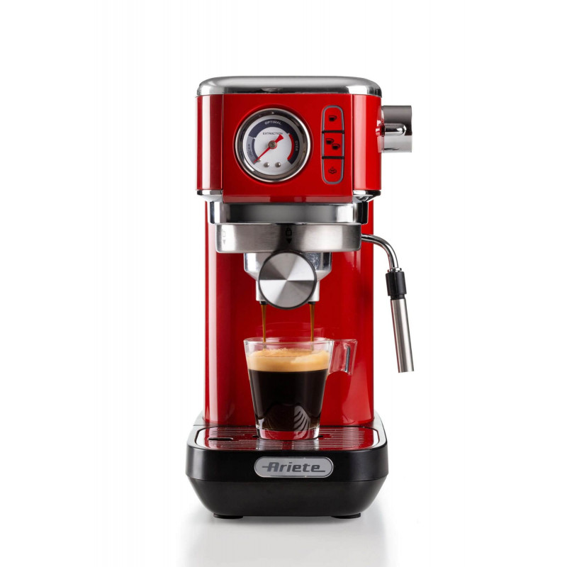 Metal Coffee Machine with Pressure Gauge Red | Espresso 1381 | Ariete
